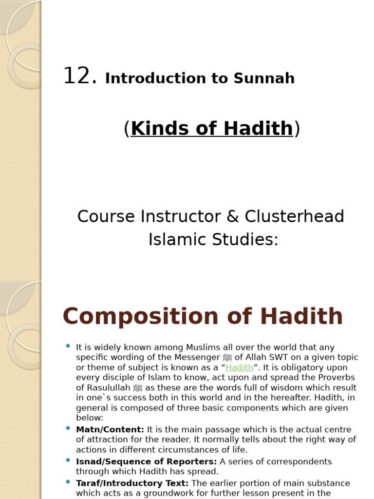 12. Introduction to Sunnah | PDF | Hadith | Islamic Texts