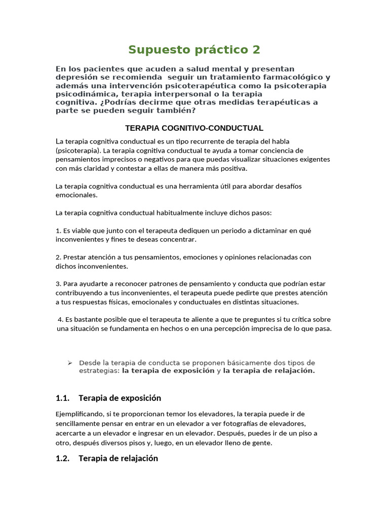 Supuesto Práctico 2 Mod 1 | PDF | Terapia de conducta cognitiva | Terapia cognitiva
