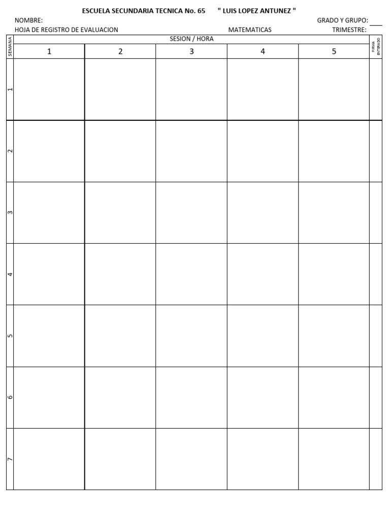 Hoja de Registro de Evaluacion | PDF