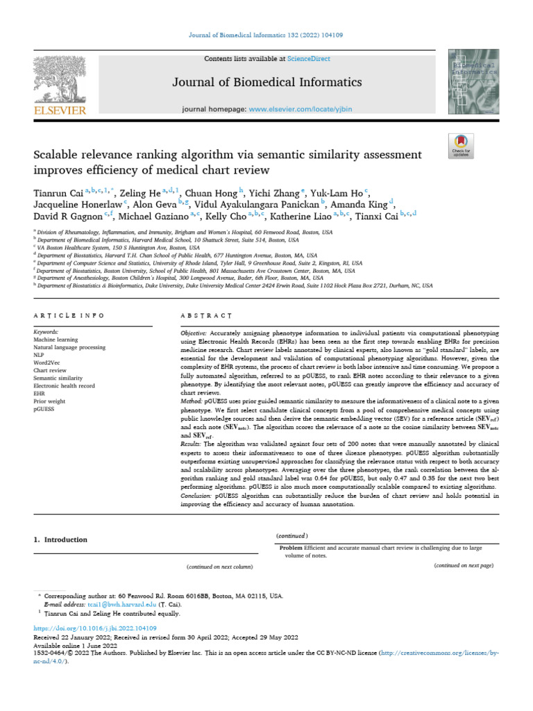 (Velho) Scalable Relevance Ranking Algorithm Via Semantic Simil - 2022 - Journal of Biom | PDF ...