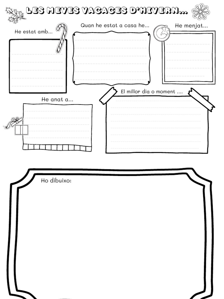 Hoja de Trabajo en Mis Vacaciones de Invierno Ilustrado Blanco y Negro ...