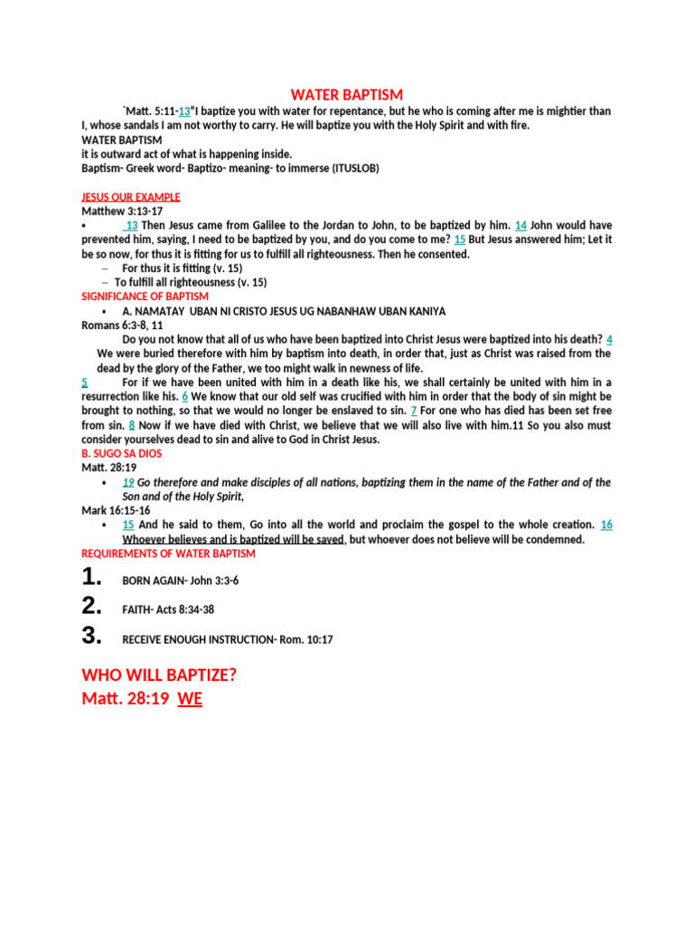 Water Baptism: Meaning and Significance | PDF