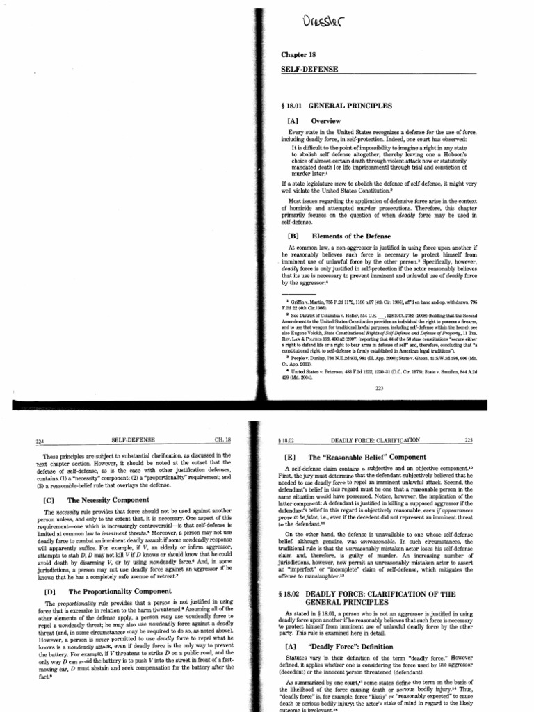 Treyger8_CrimLaw_Defenses_Justification-Self-Defense | PDF | Deadly ...