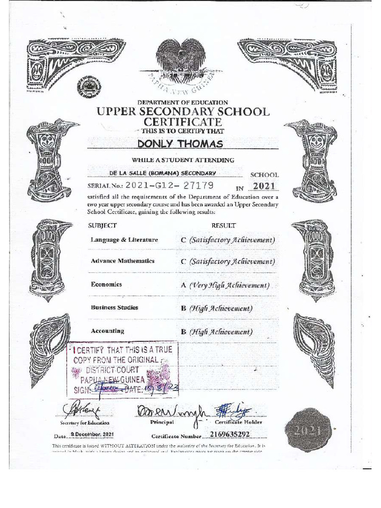 Grade 12 Certificate | PDF
