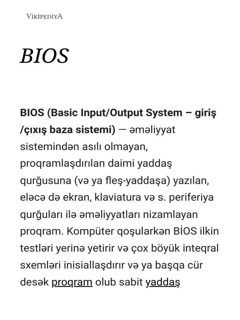 BIOS - Vikipediya | PDF