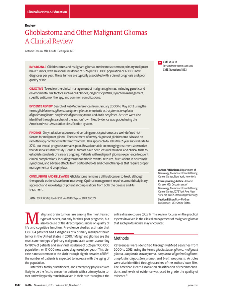 GBM and Other Gliomas Review | PDF | Brain Tumor | Glioma