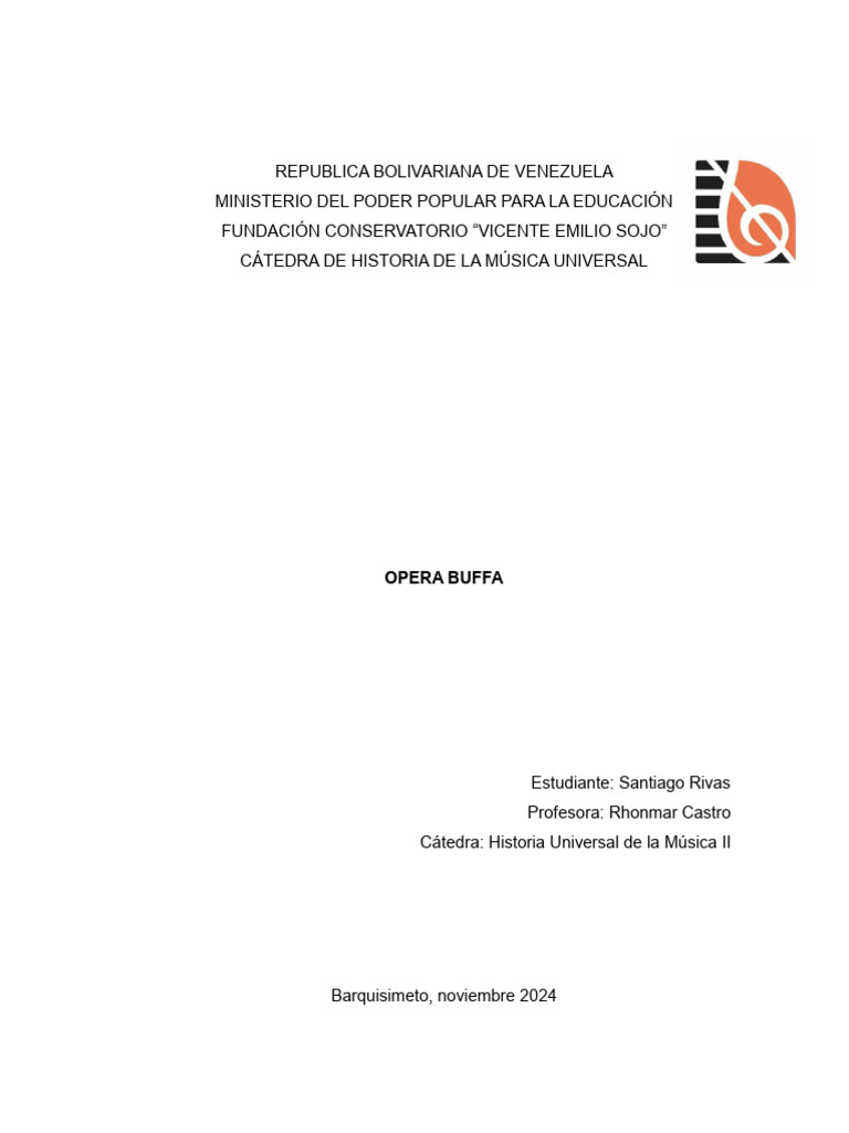 Informe de La Opera Buffa | PDF | Las artes escénicas | Musica italiana