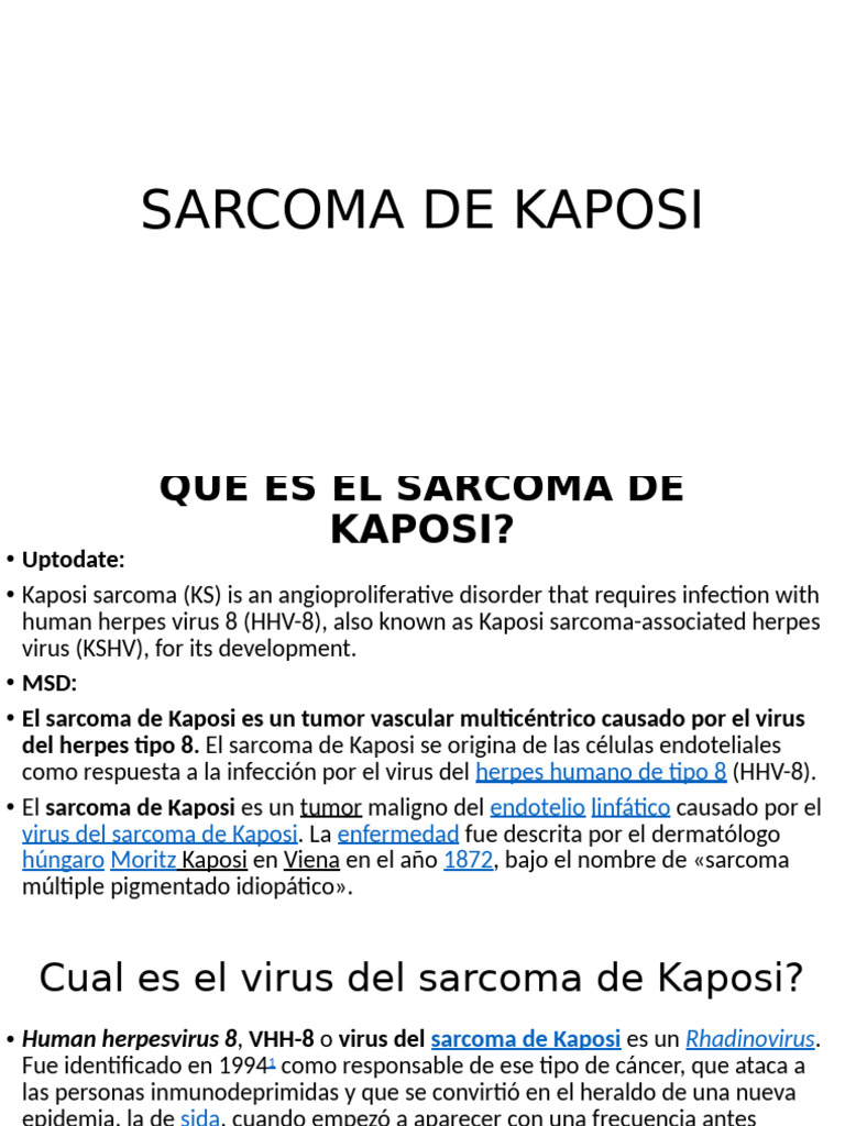 Sarcoma de Kaposi Listo | PDF | Epidemiología | Enfermedades y ...