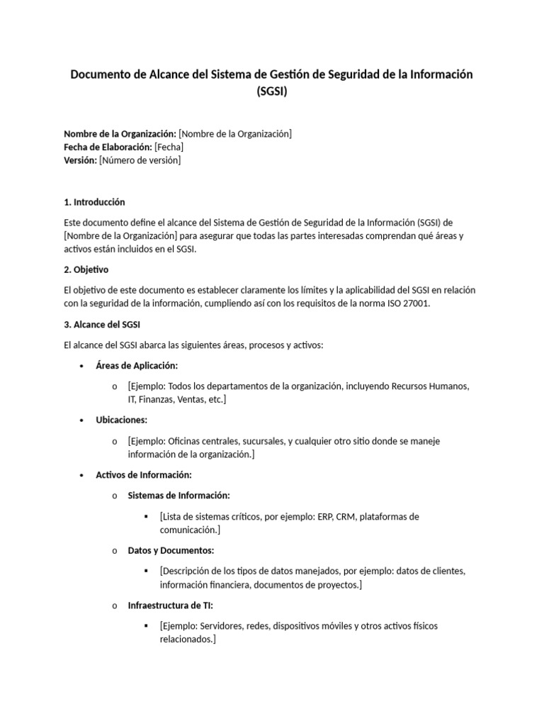 4.3 Documento de Alcance Del SGSI | PDF | La seguridad informática ...