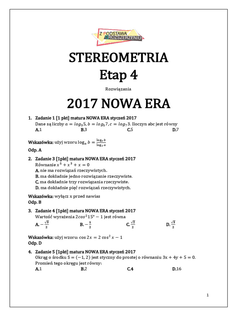 STEREOMETRIA Etap 4 Rozwiazania | PDF