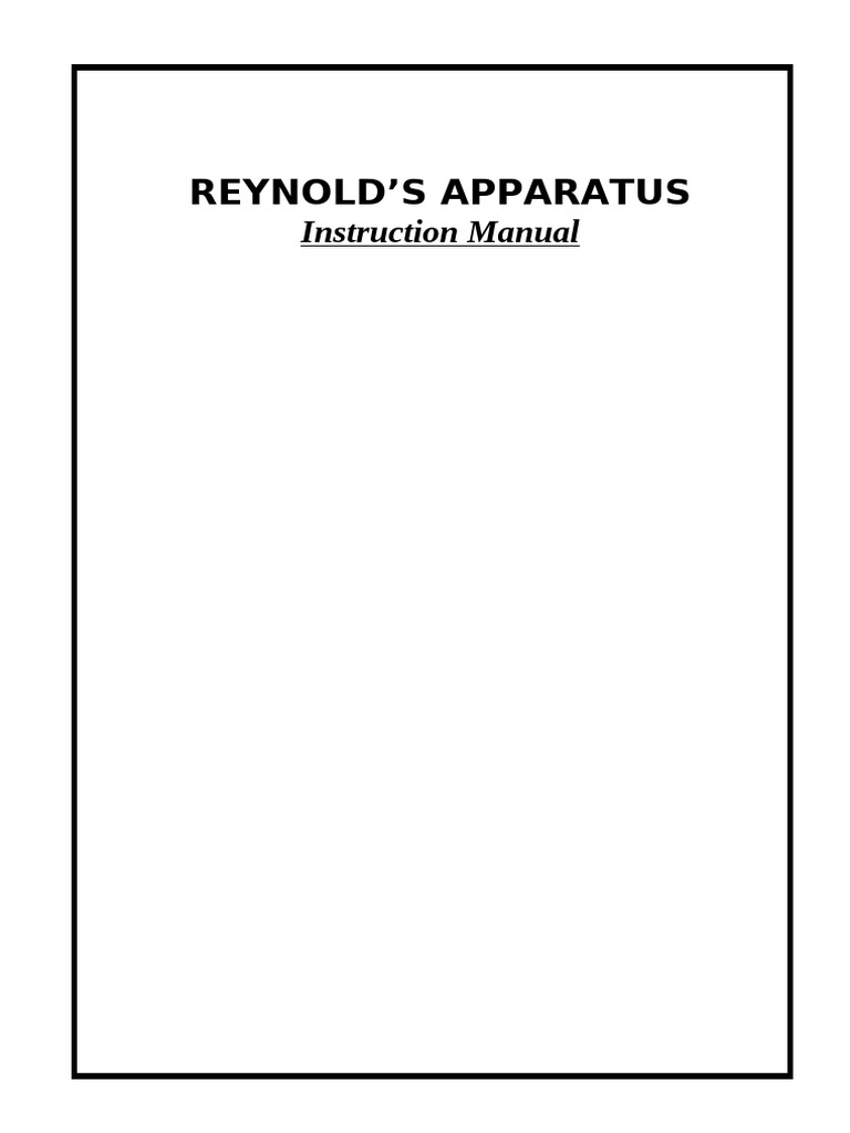 REYNOLDS APPARATUS | PDF | Reynolds Number | Fluid Dynamics REYNOLDS APPARATUS | PDF | Reynolds Number | Fluid Dynamics