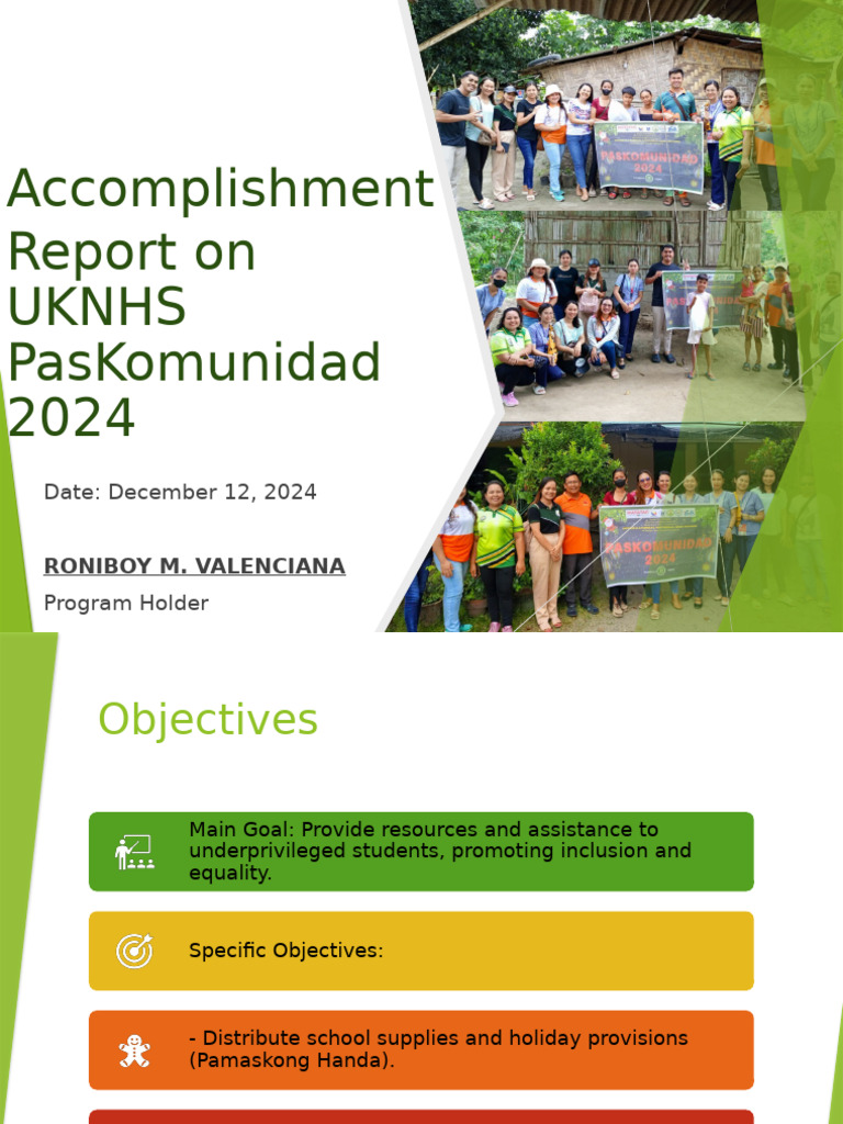 UKNHS Paskomunidad 2024 Accomplishment Report | PDF