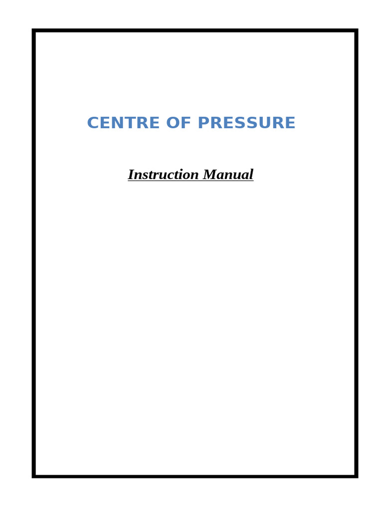 CENTRE OF PRESSURE apparatus | PDF | Pressure | Force