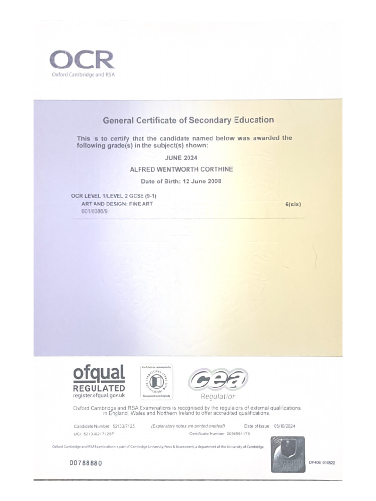 GCSE Certificates Example | PDF