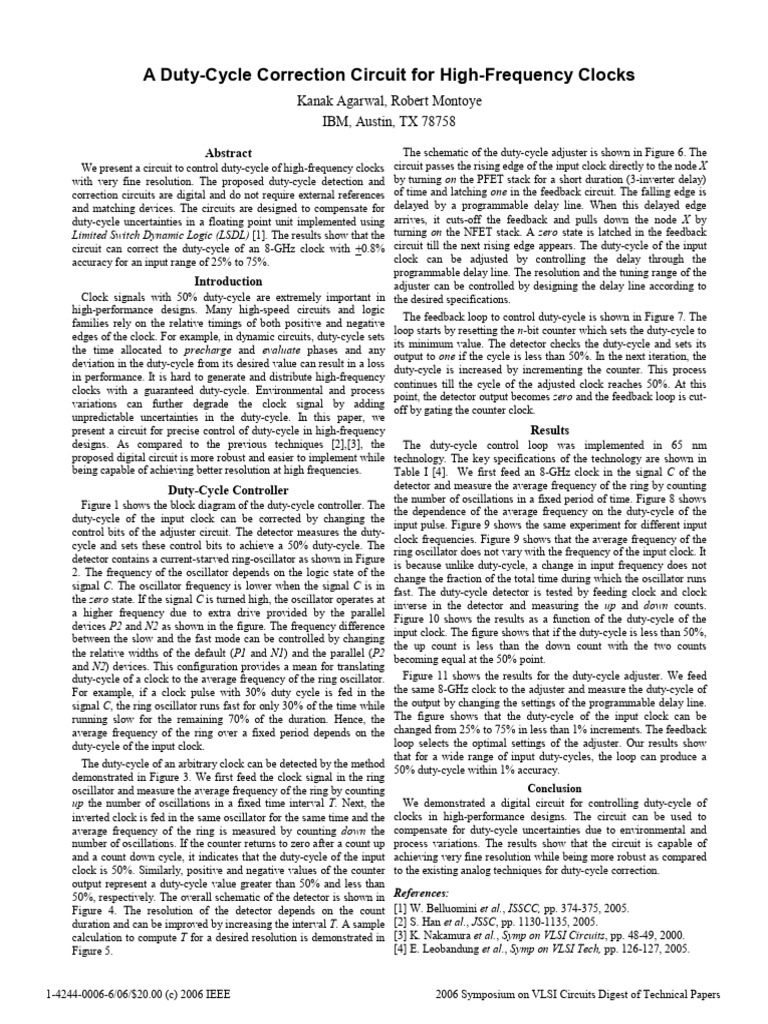 Duty-Cycle Correction for High-Frequency Clocks | PDF | Detector (Radio ...