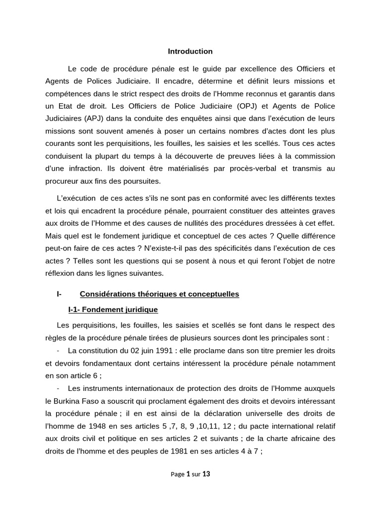 Actes de police judiciaire en procédure pénale | PDF | Perquisition ...