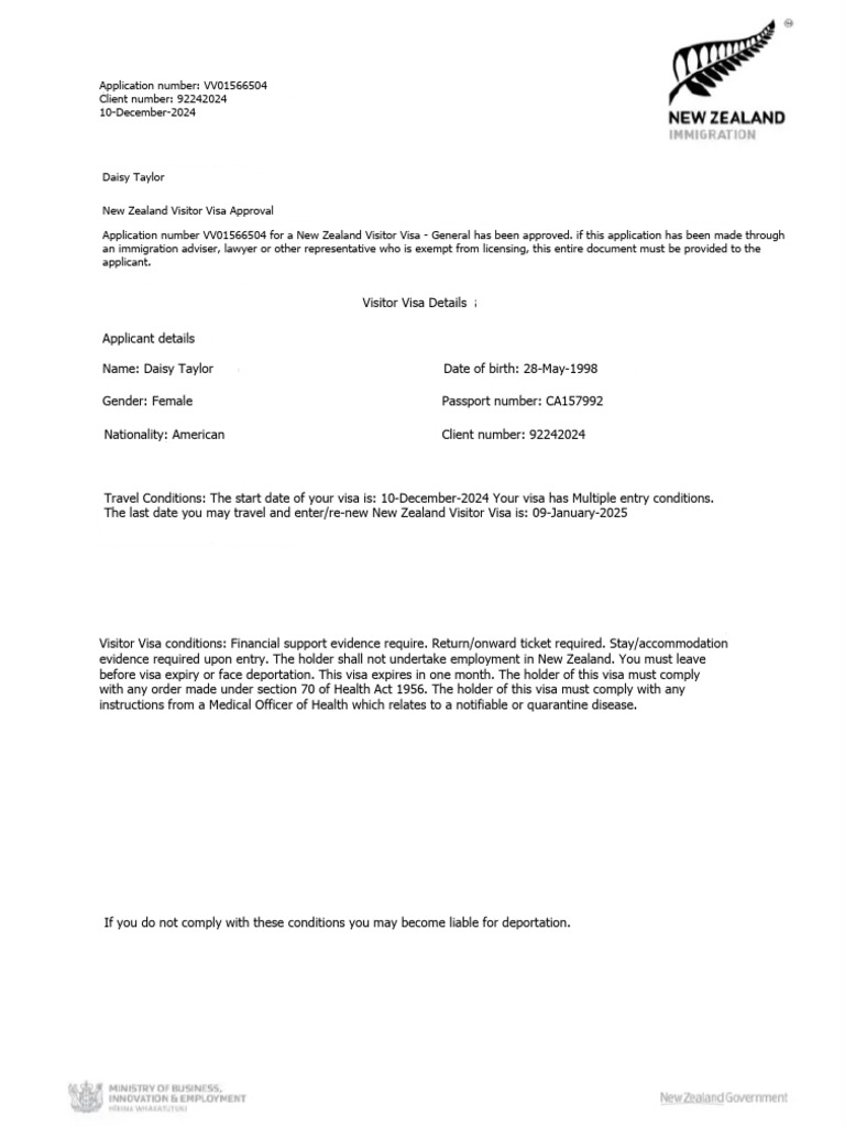 Visitor Visa Approval | PDF