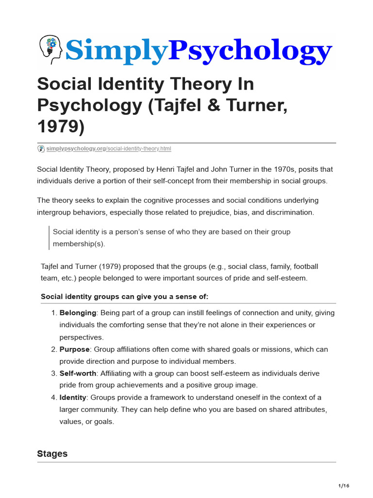 Simplypsychology.org-Social Identity Theory in Psychology Tajfel Amp ... Simplypsychology.org-Social Identity Theory in Psychology Tajfel Amp ...
