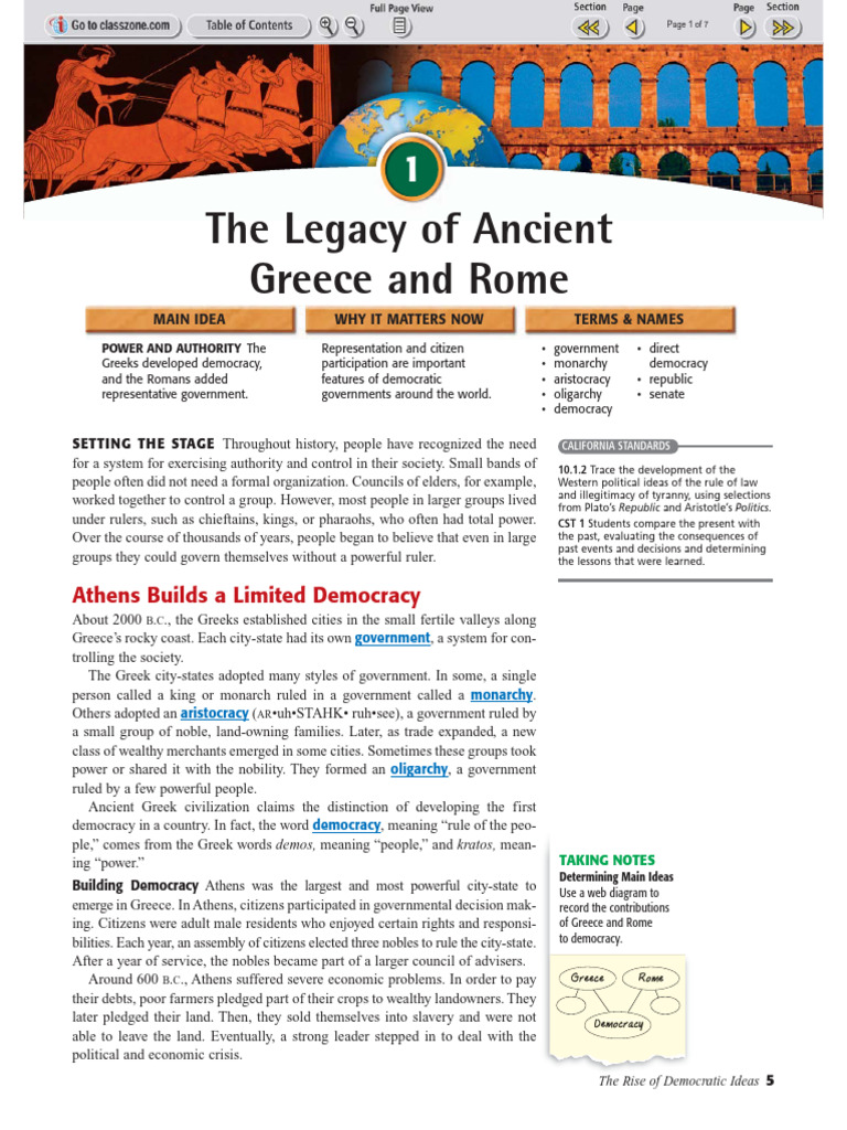 Legacy of Ancient Greece and Rome Reading | PDF | Democracy | Political ...