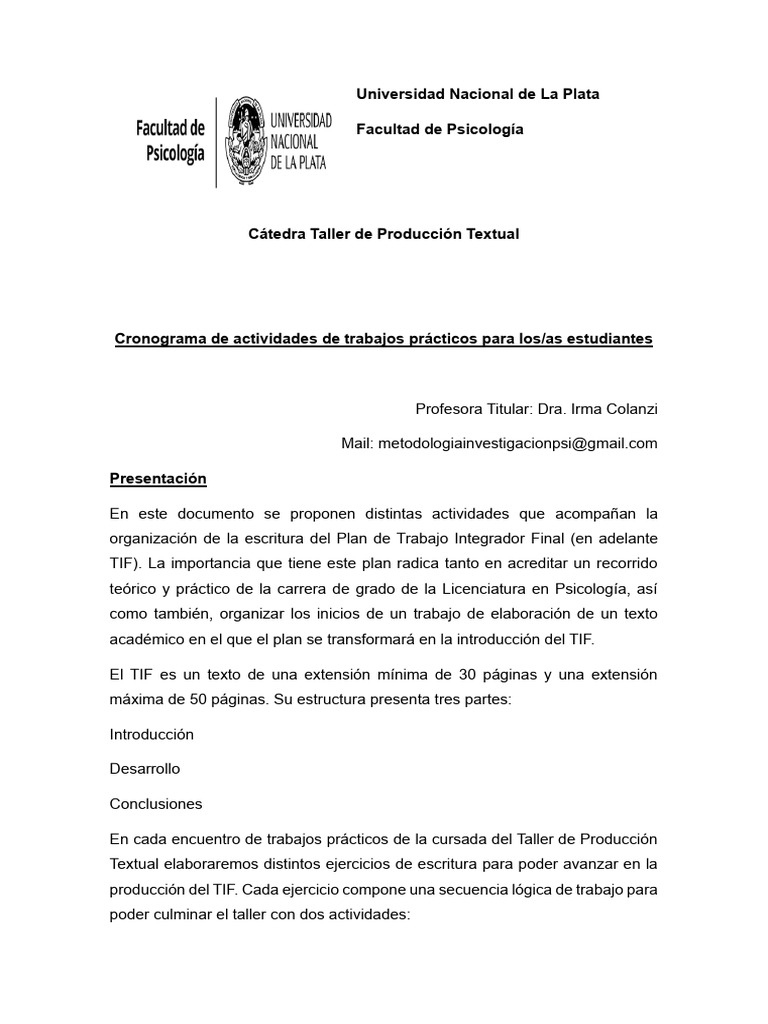 Guía de Actividades para Estudiantes. Taller de Producción Textual Año ...