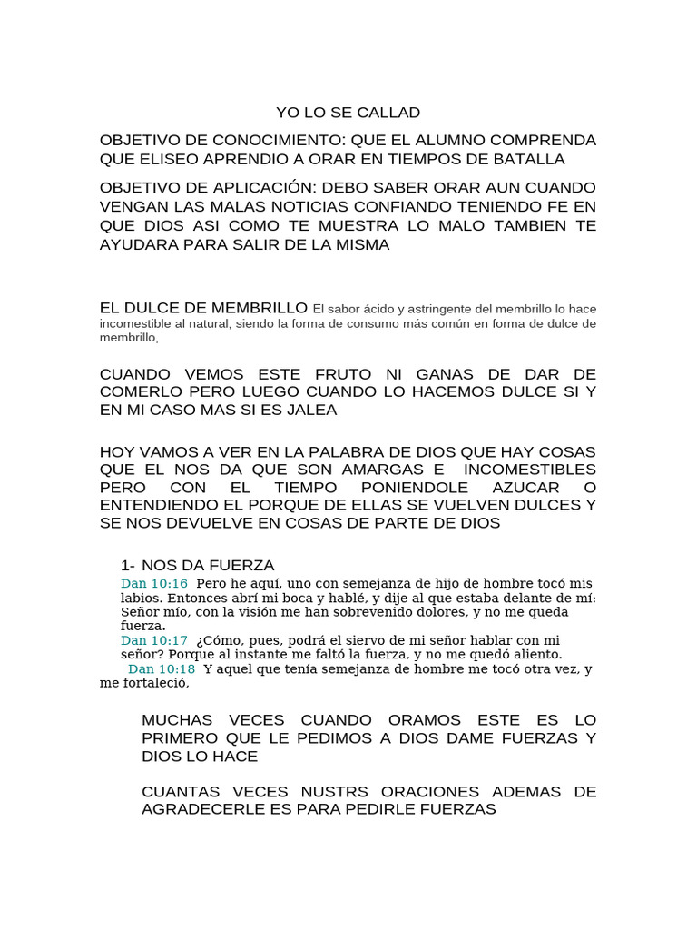 Yo Lo Se Callad | PDF | Oración | Elijah