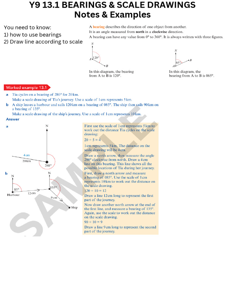 Y9 13.1 Bearings & Scale Drawings Extraclass | PDF