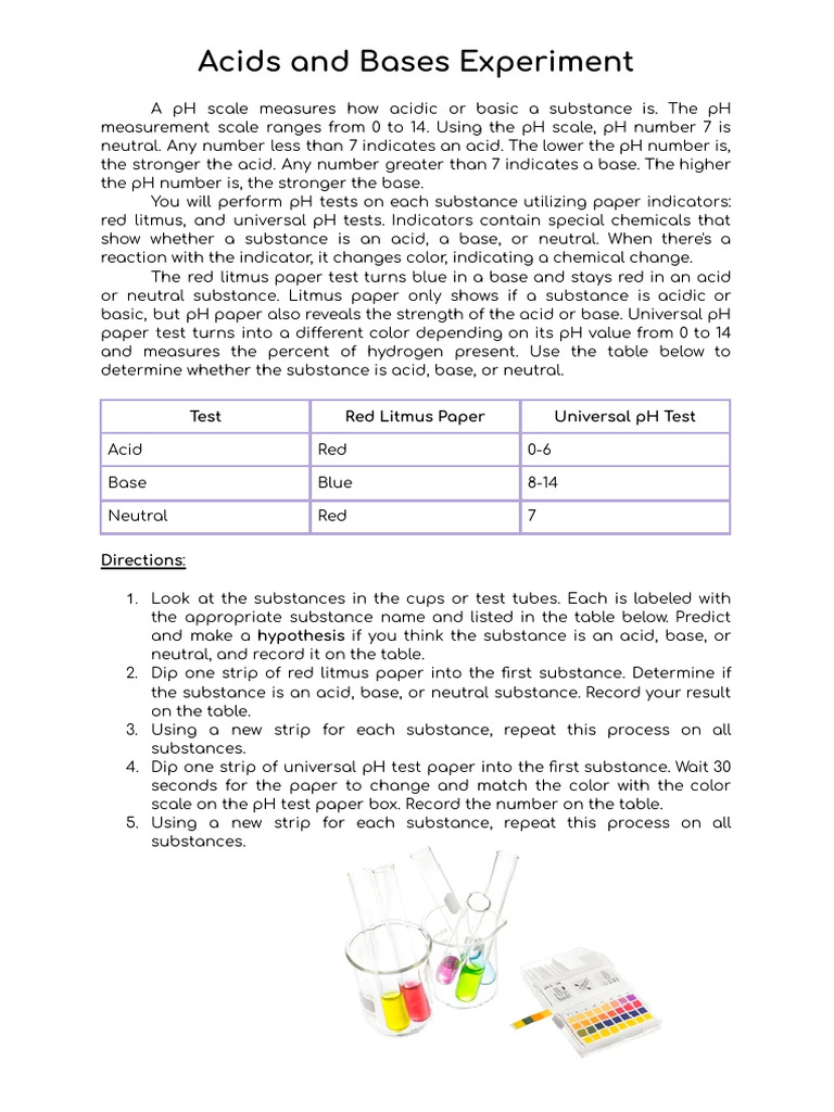 Acid and Base Experiment | PDF | Ph | Acid