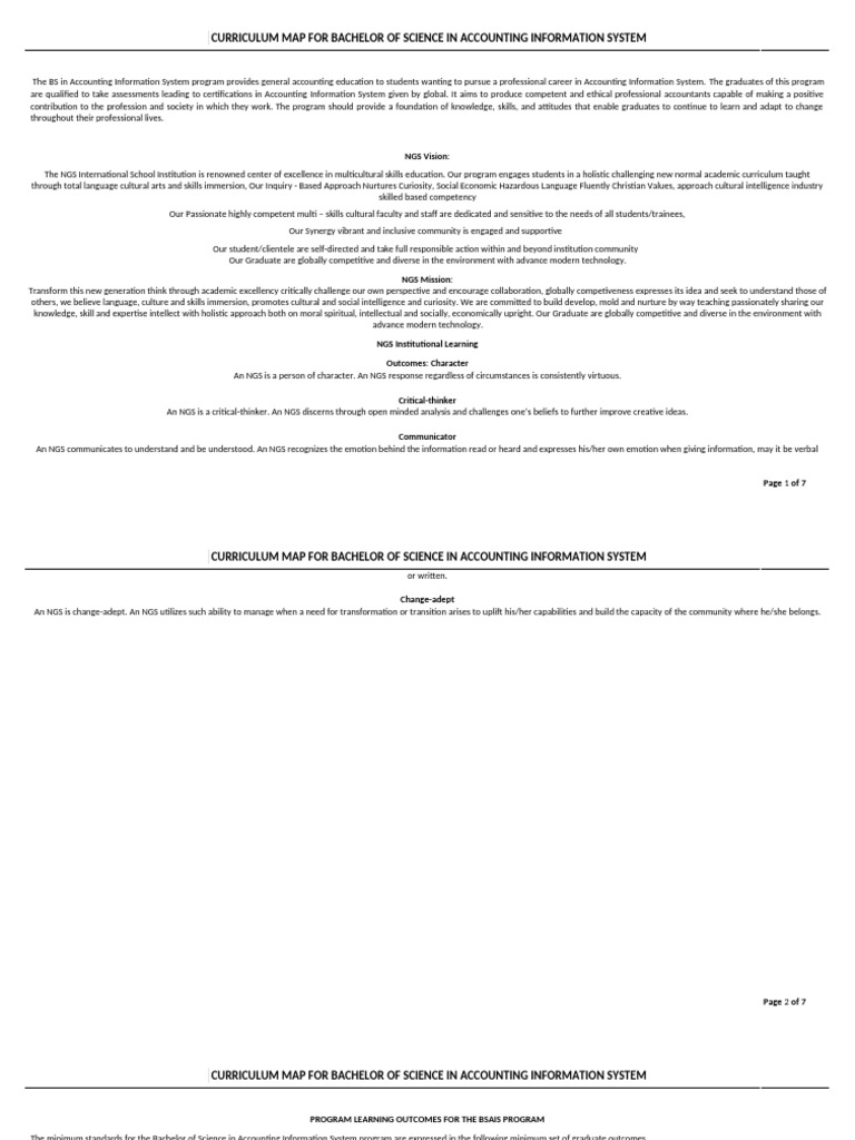 Curriculum Map For BSAIS-20-01 (With GE) | PDF | Accounting | Information