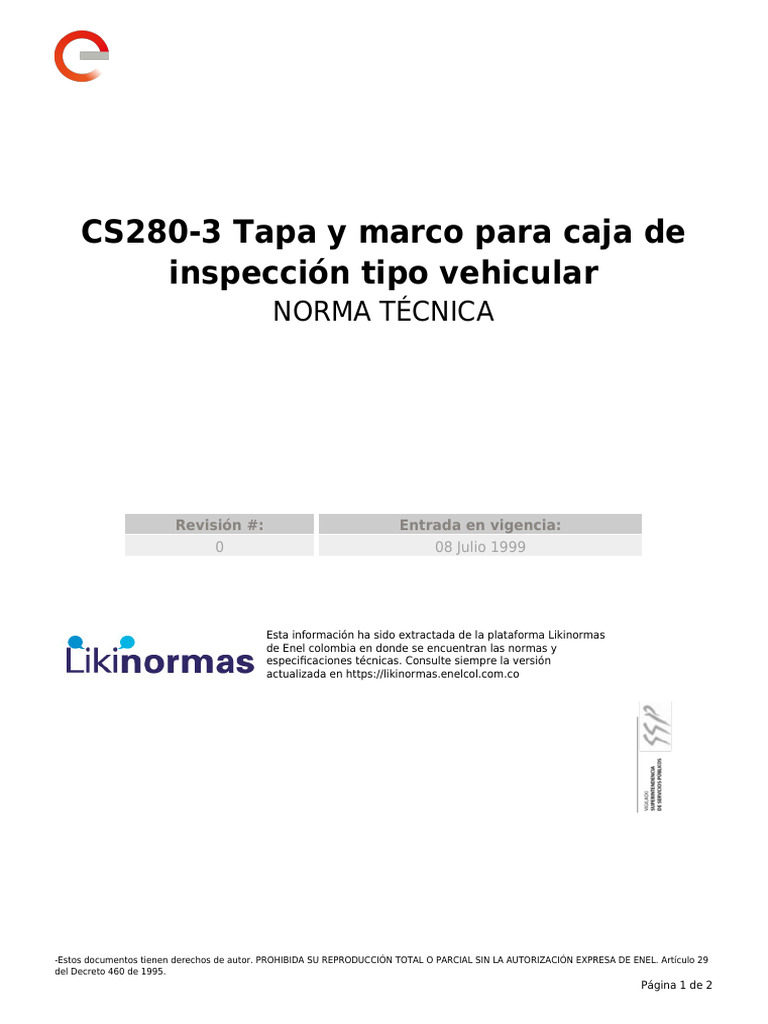 CS280-3 Tapa y marco para caja de inspección tipo vehicular | PDF