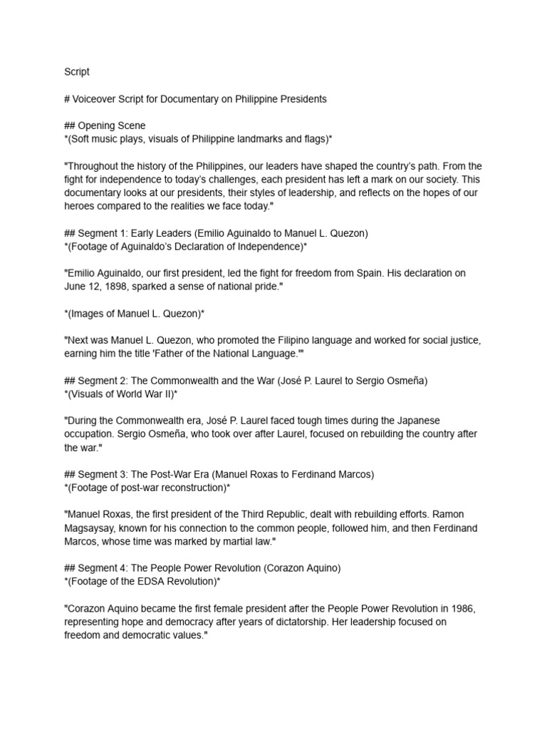 SCRIPT | PDF | President Of The Philippines | World Politics