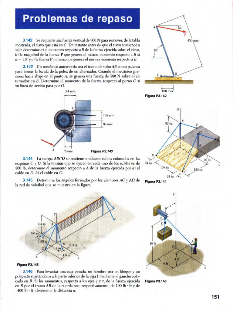 Problemas de Repaso: Figura P3.142 | PDF | Ingeniería mecánica