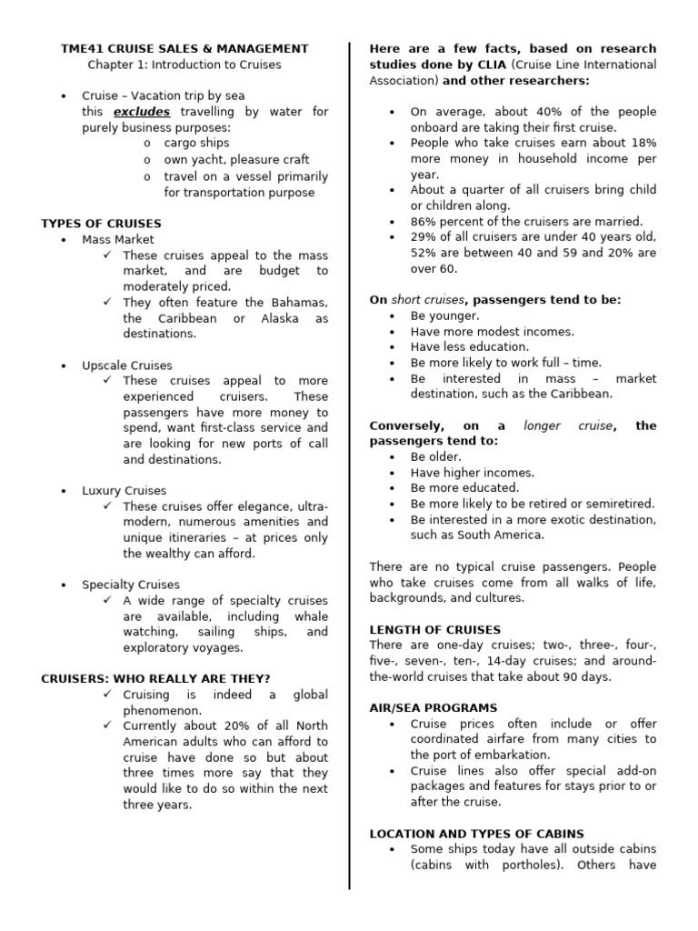 1. Introduction to Cruises | PDF | Cruise Ship | Restaurants