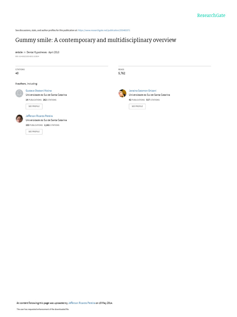 Gummy Smile: Diagnosis and Treatment Options | PDF | Periodontology ...