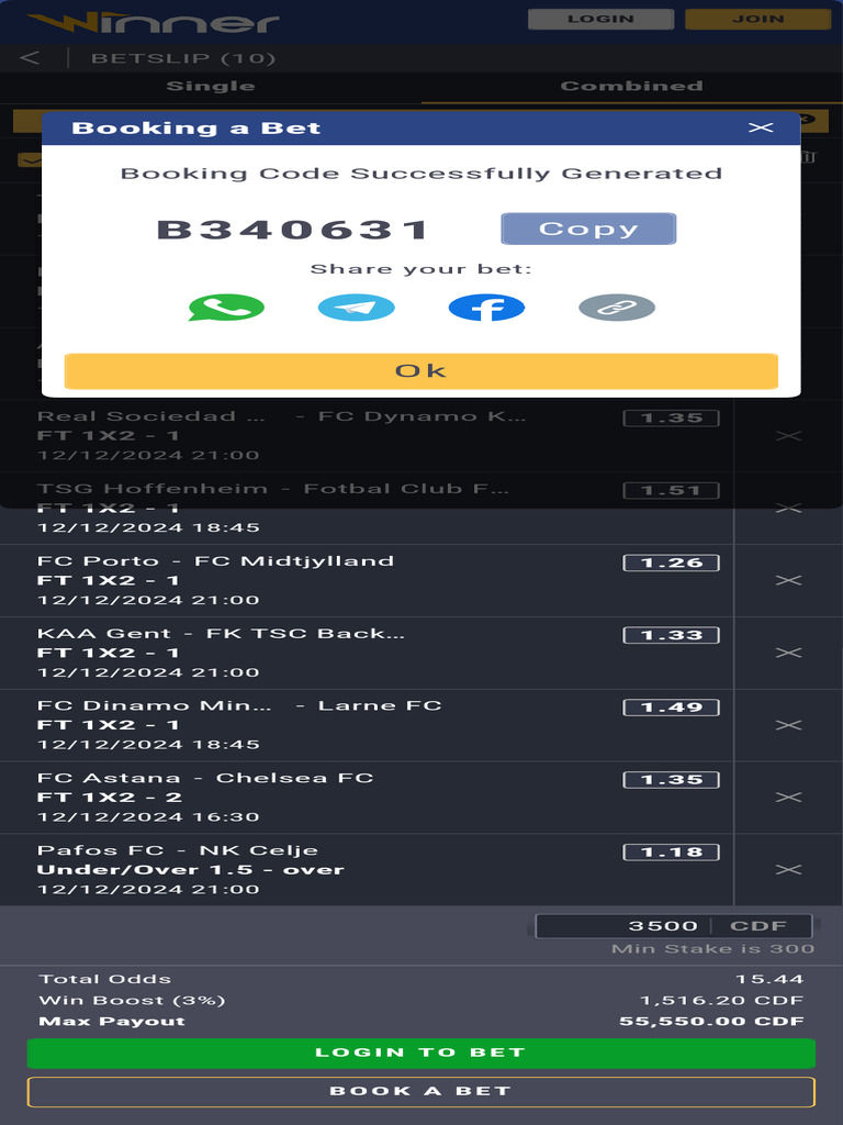 Booking A Bet: Booking Code Successfully Generated | PDF