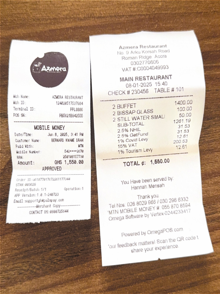 Azmera Lunch Receipts | PDF