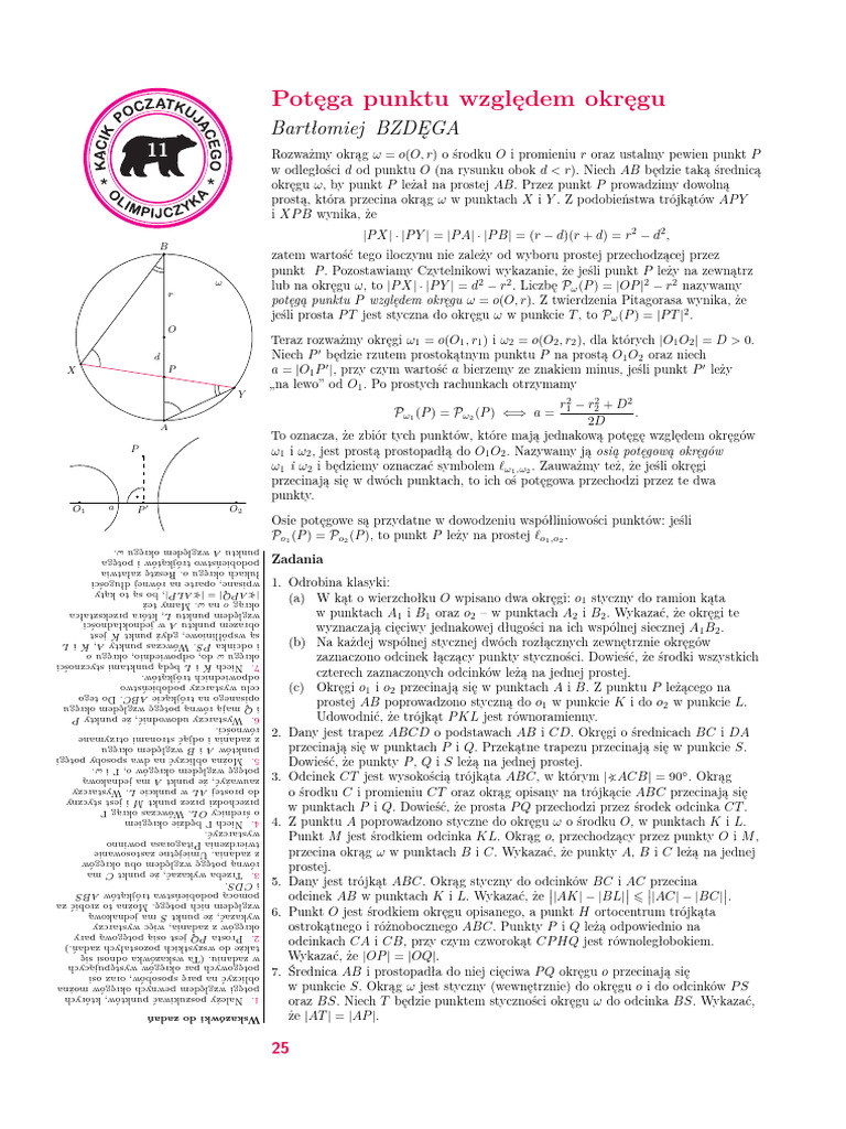 Delta 2019 11 Potega Punktu Wzgledem Okregu | PDF