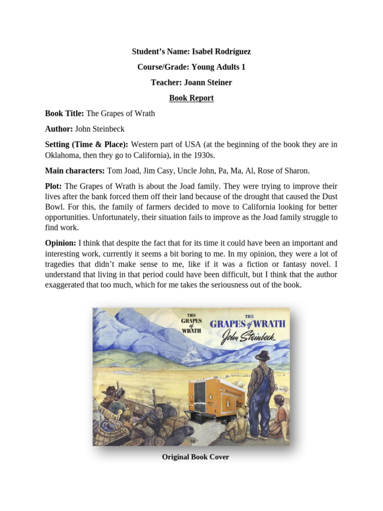 Book Report: The Grapes of Wrath | PDF