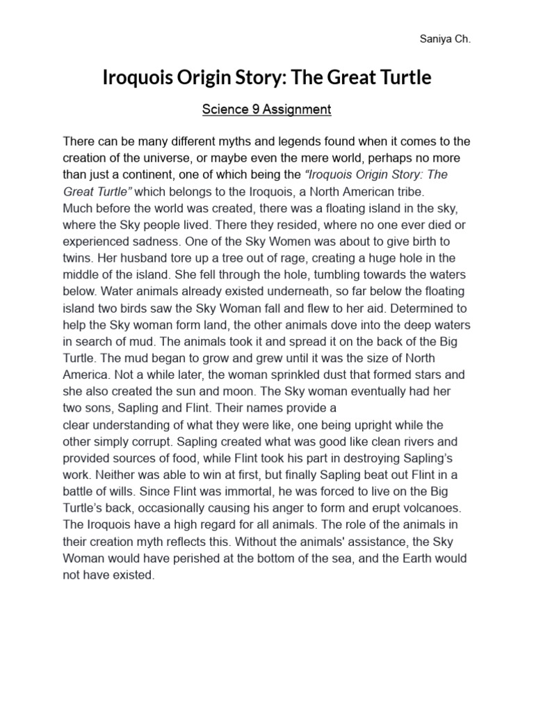 Iroquois Creation Myth for Students | PDF
