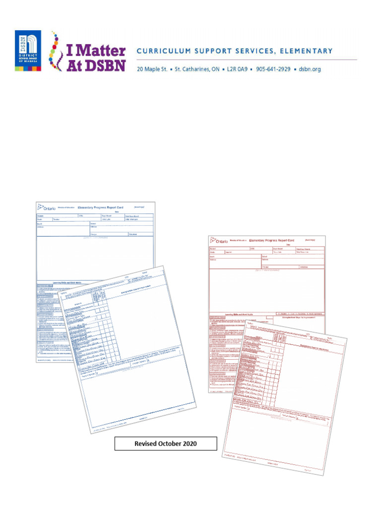 Completing The Grade 1-8 Progress Report Revised October 2020 FINAL ...