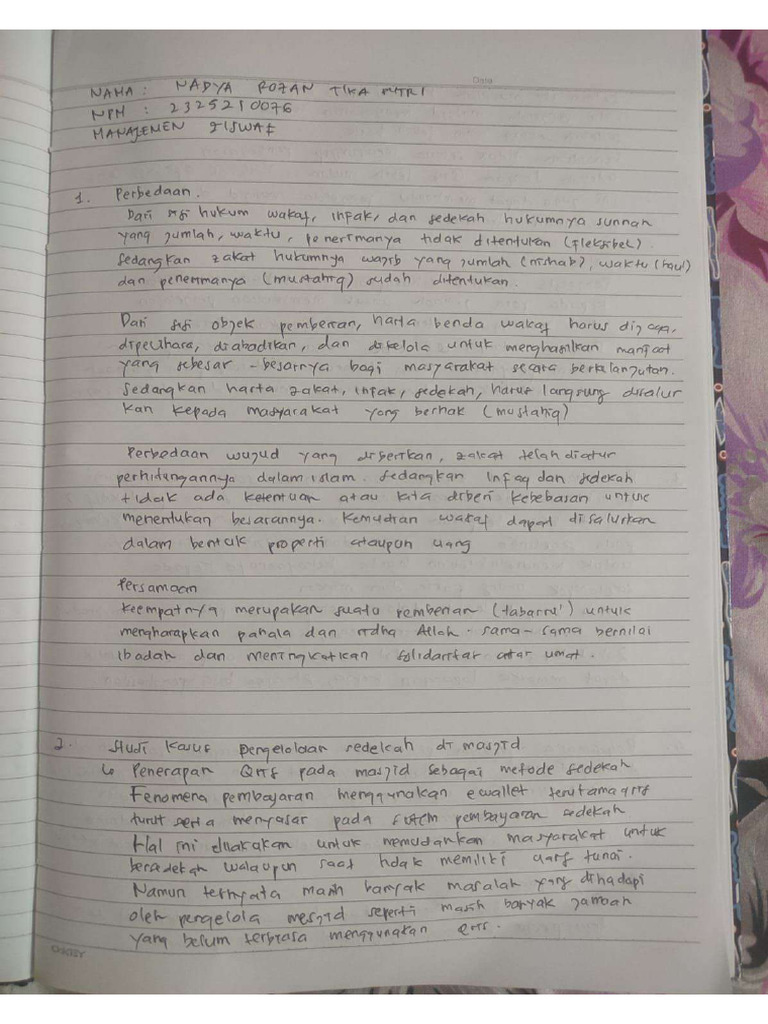 UAS ZISWAF - Nadya Rozan - 2325210076 | PDF