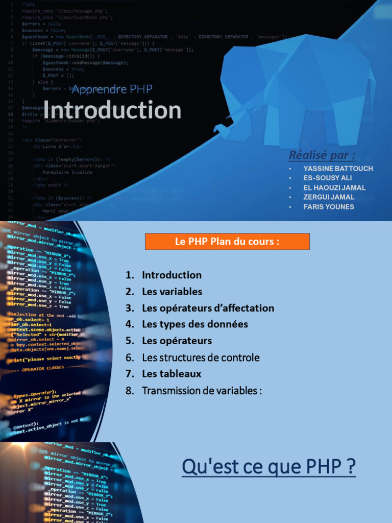 Présentation PHP 1 | PDF | PHP | Variable (informatique)