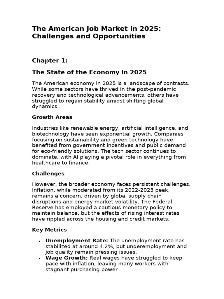 The American Job Market in 2025 | PDF | Inflation | Economic Growth