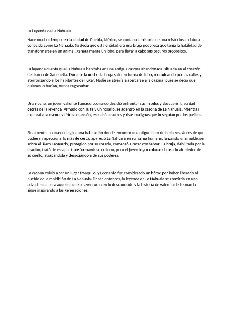 La Leyenda de La Nahuala: Valor y Miedo | PDF
