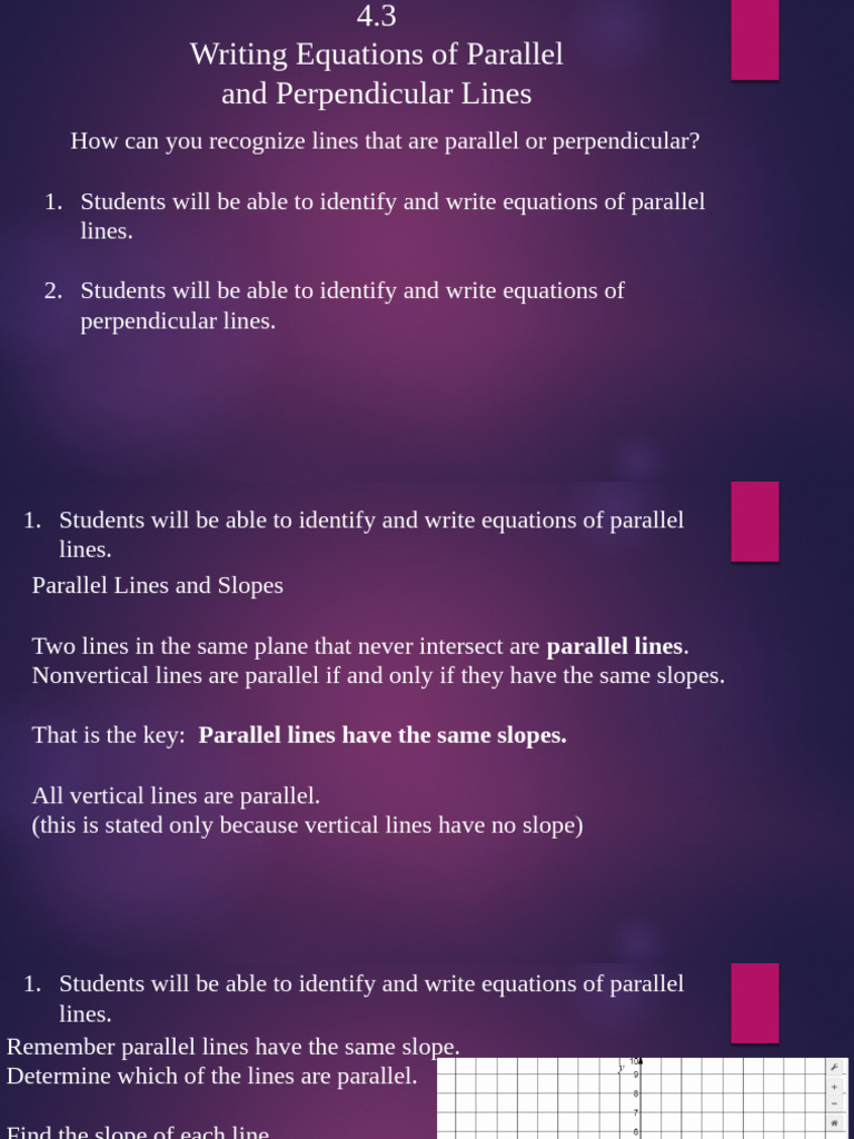 Writing Equations of Parallel and Perpendicular Lines | PDF | Line ...