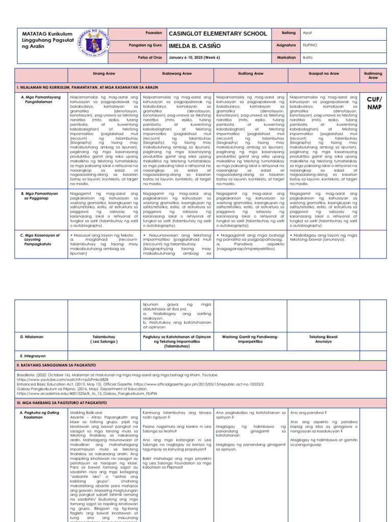 Q3-W6-FILIPINO-4 | PDF