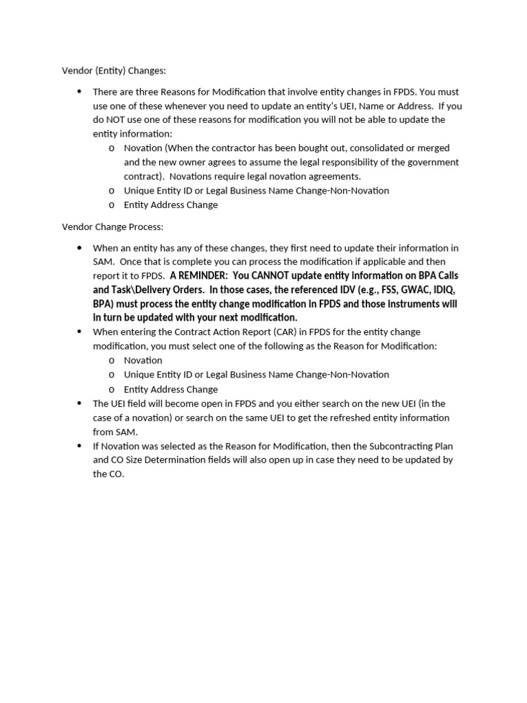 Vendor Changes - Final | PDF