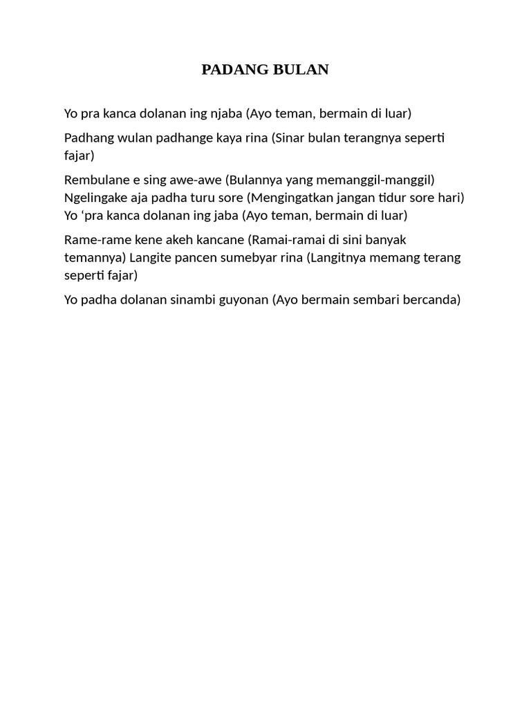 Lirik Lagu "Padang Bulan" dan Makna | PDF