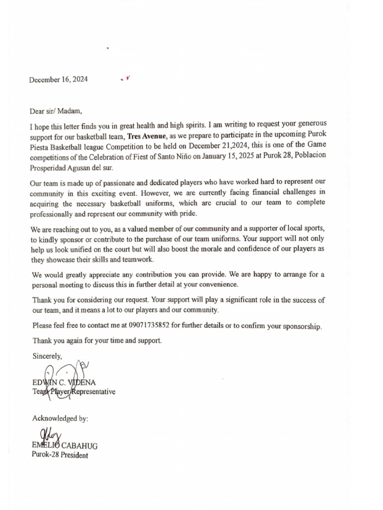 Letter of Uniform | PDF