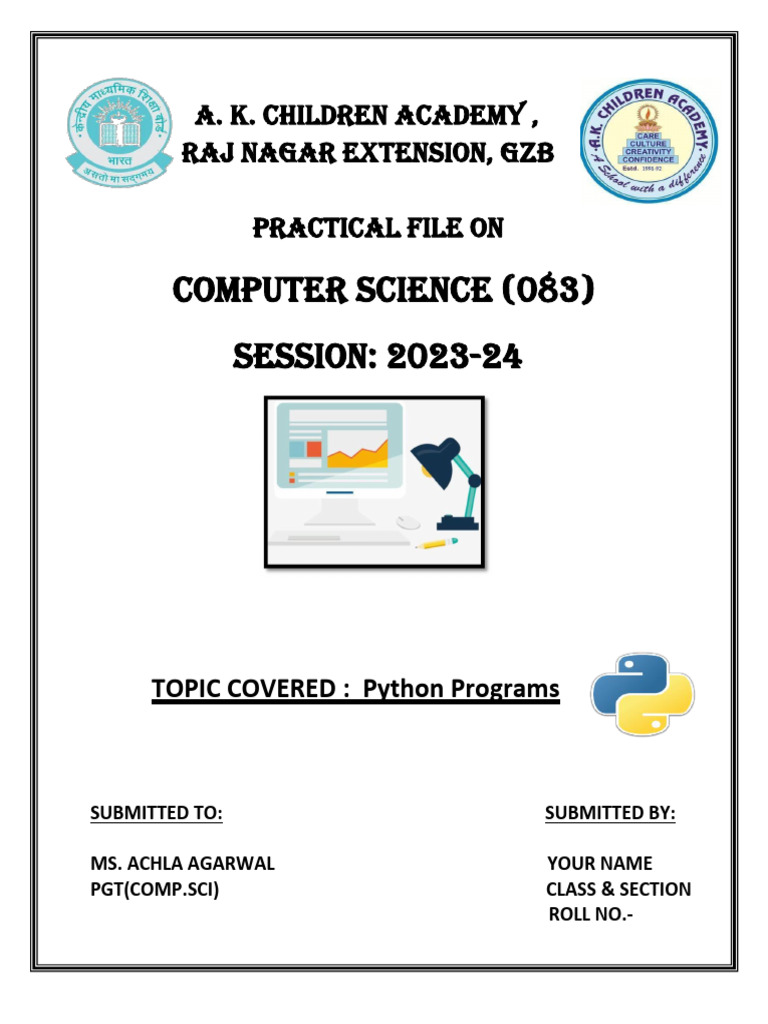 PRACTICAL FILE (Class XI) | PDF | String (Computer Science) | Area