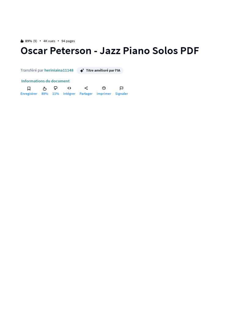 Oscar Peterson : Solos de Piano Jazz PDF | PDF